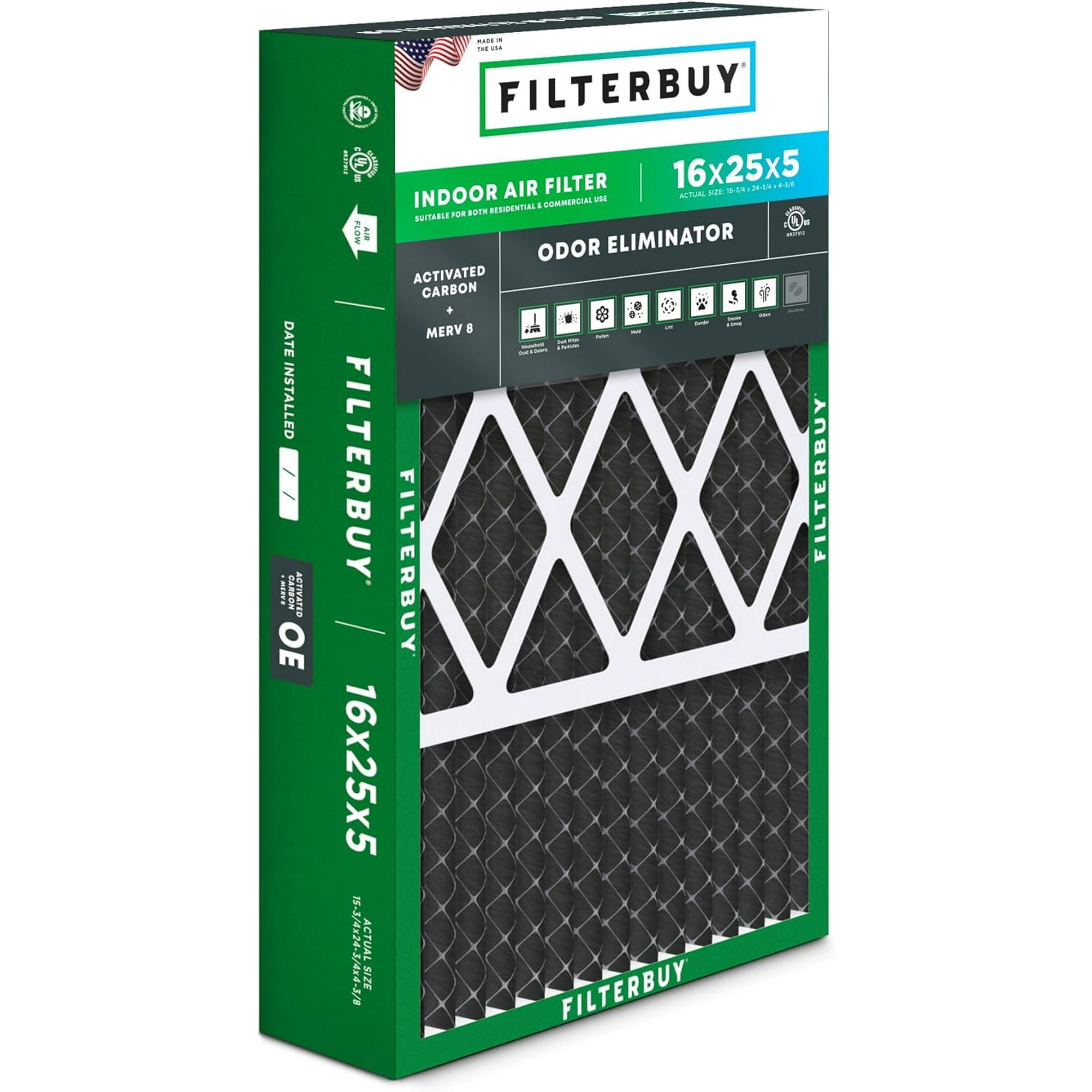 Click here for Filterbuy 16x25x5 Merv 8 (Mpr 600) Odor Eliminator... prices