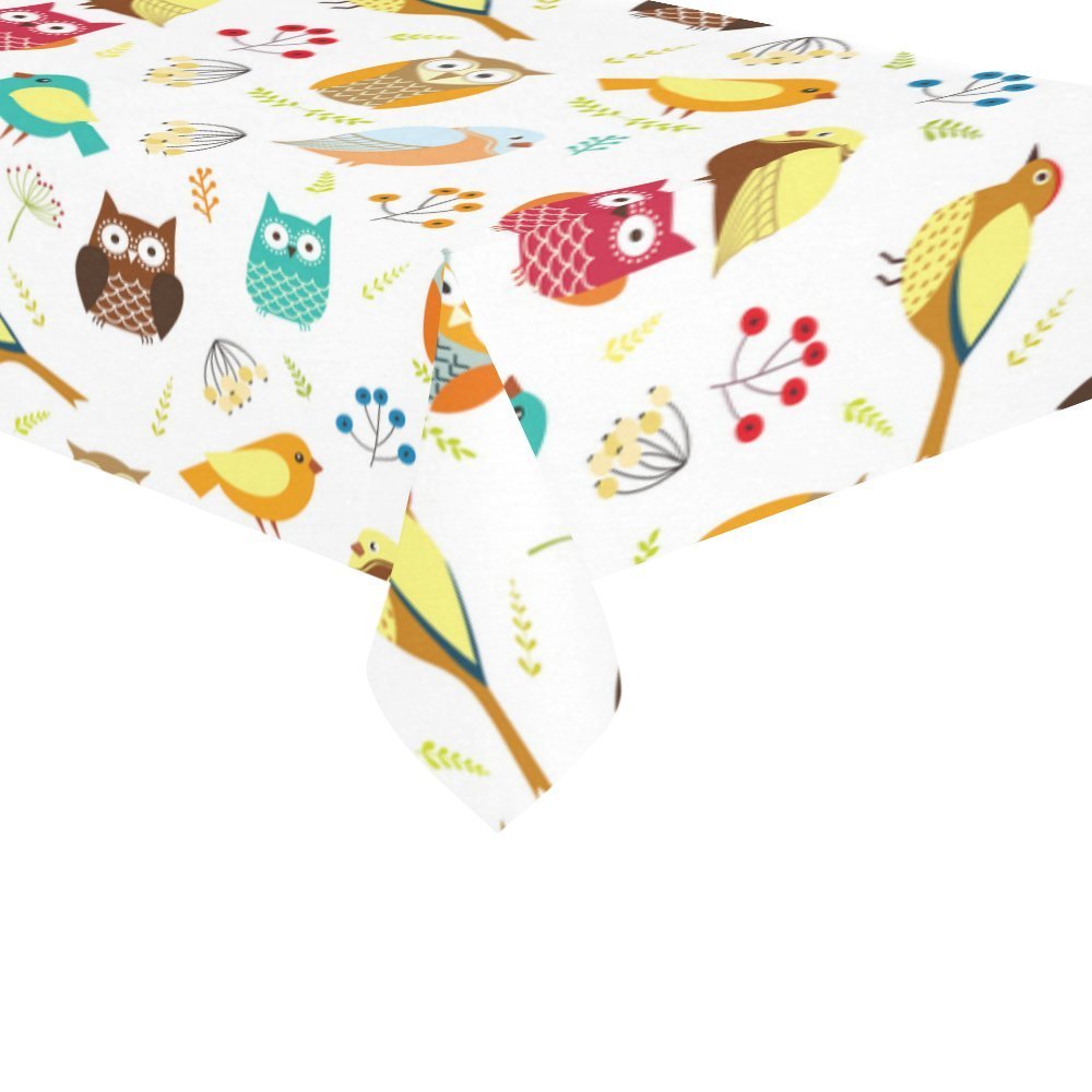 MYPOP Cute Colorful Owl Bird Tablecloth Set 60x104 Inches - Autumn ...