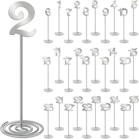 30 Pieces Metal Table Numbers 1-30 Silver Wedding Table Numbers with ...