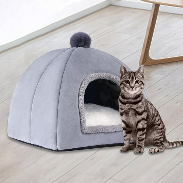 Cat Bed for Indoor Cats Snooze Calming Sleeping Cat House for Puppy ...