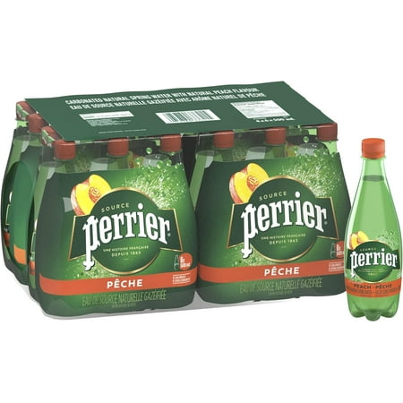 Perrier Carbonated Natural Spring Sparkling Water, Peach, 500mL Plastic Bottle (24/CASE ...