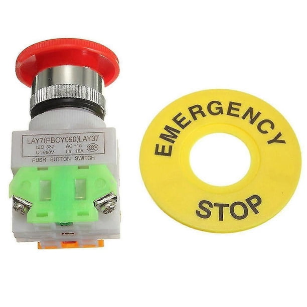 fornnerg Self Lock E-stop Switch with Warning Cap Equipment Emergency ...