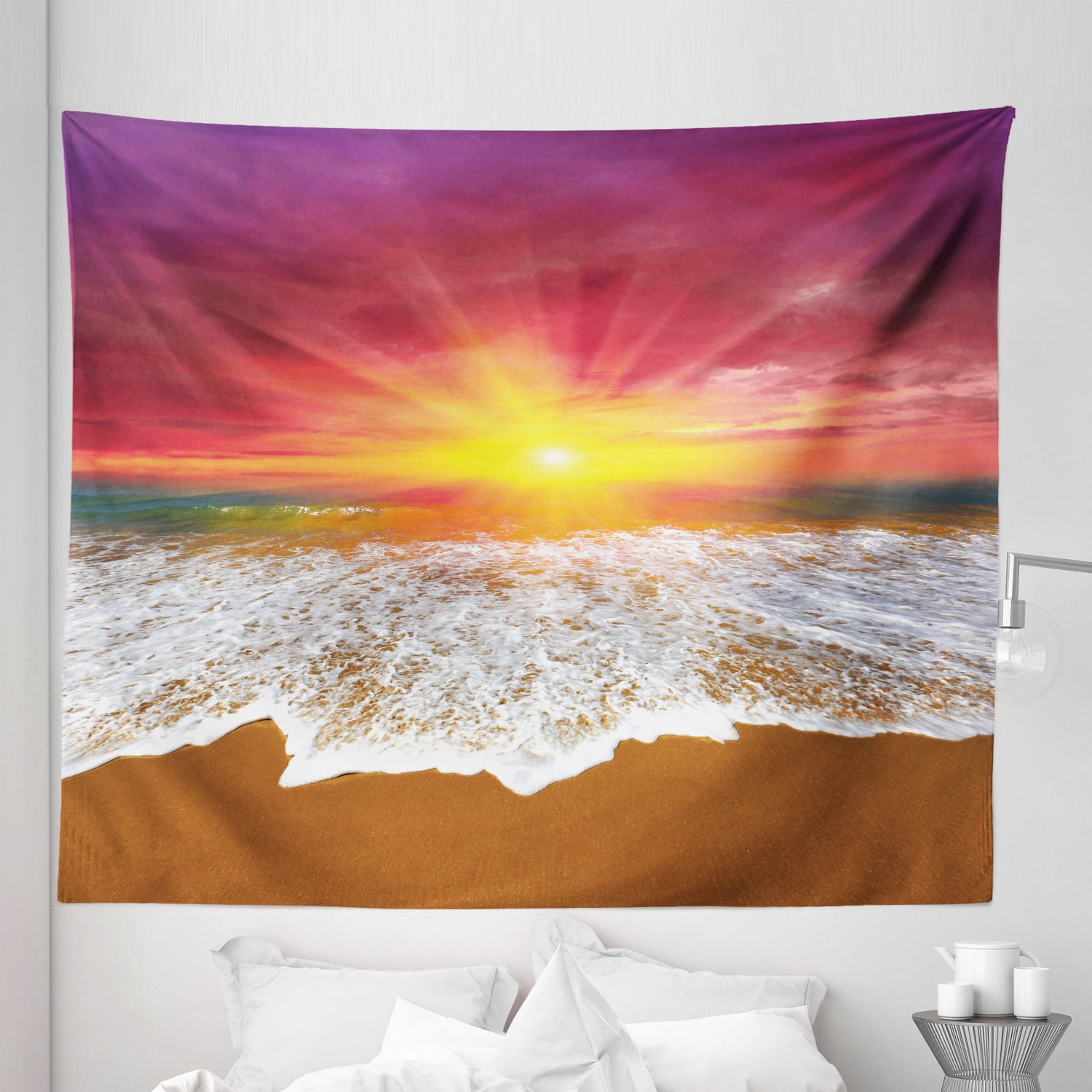 Seascape Tapestry, Colorful Sky with Rising Sun over Tropical Ocean ...