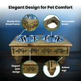Raised Wooden Pet Double Diner with Stainless Steel Bowls - Rustic ...