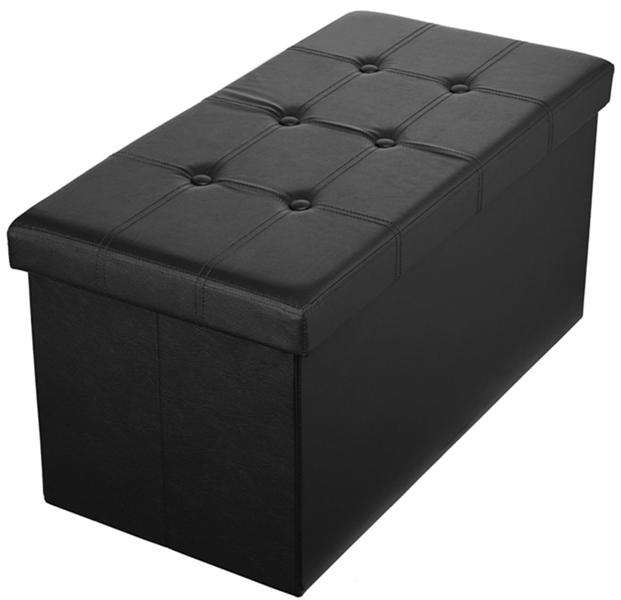 30 Inches Folding Storage Ottoman Bench, Faux Leather Storage Chest ...