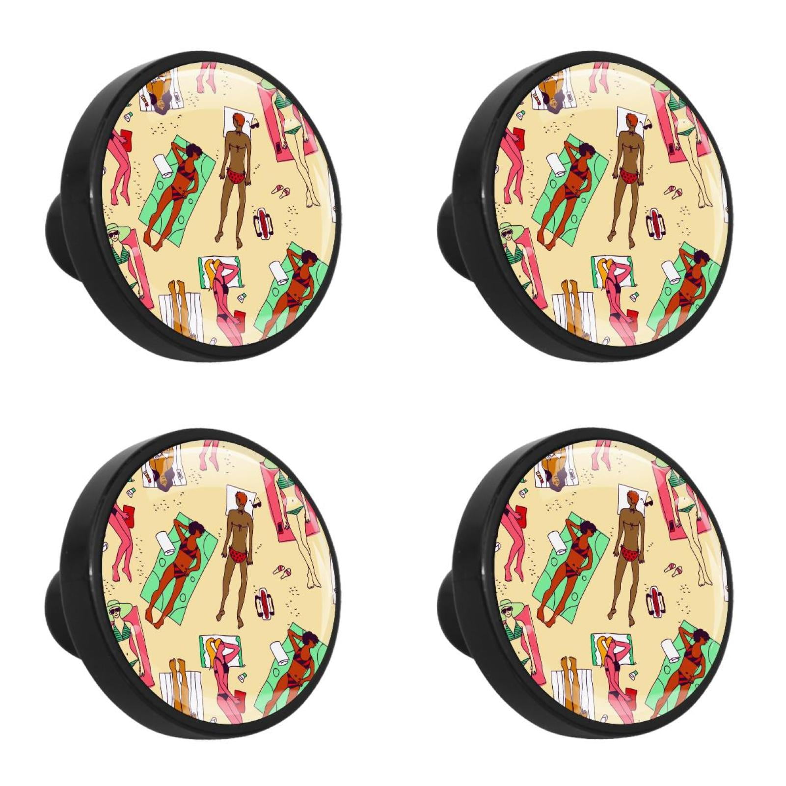 4 Pcs Women Rest on the Beach Knobs for Kitchen Cabinet Cupboard ...