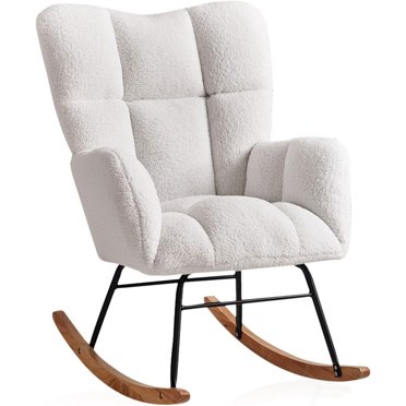 Free Shipping! MoDRN Glam Velvet Rocking Chair with Lumbar Pillow Teal ...