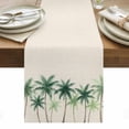Beach Palm Tree Table Runner, Country Vintage Coastal Green Botanical ...