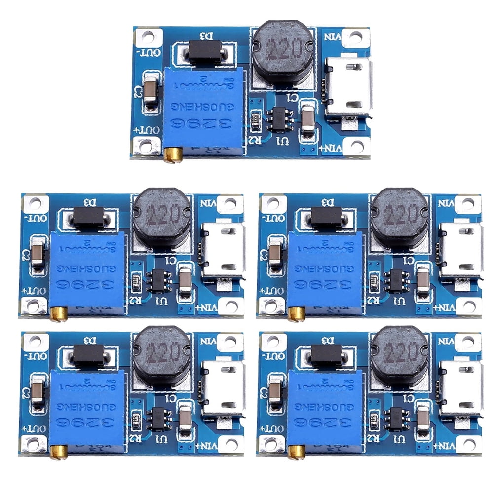 5 uds DC-DC convertidor elevador ajustable MT3608 2-24V a 5V-28V para ...