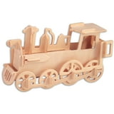 Puzzled 3D Puzzle Rolling Locomotive Train Wood Craft Construction Model Kit, Fun & Educational ...