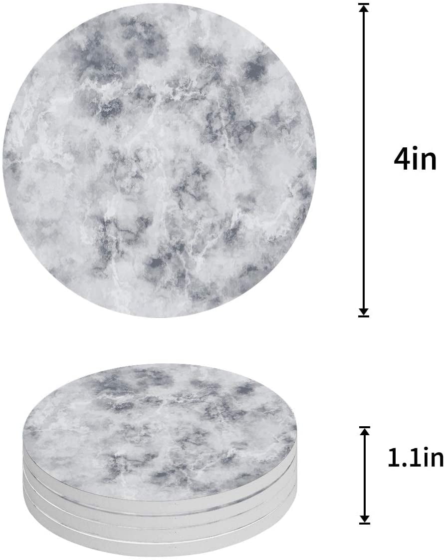 FMSHPON Gray Cloud Set of 4 Round Coaster for Drinks, Absorbent Ceramic ...