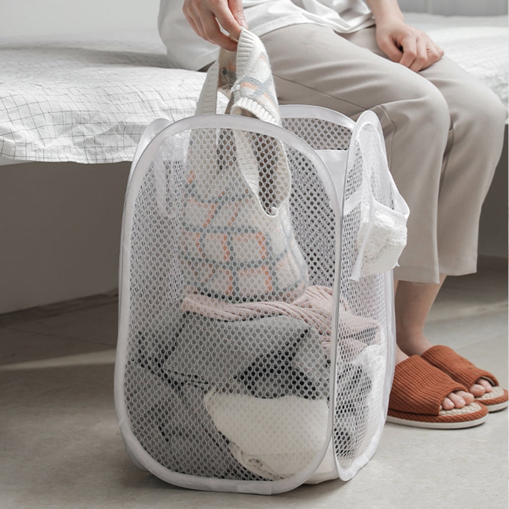 Laundry Mesh Popup Hamper Portable Collapsible Lightweight Basket with ...