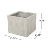 Noble House Ella Outdoor Modern Large Cast Stone Square Planter in ...