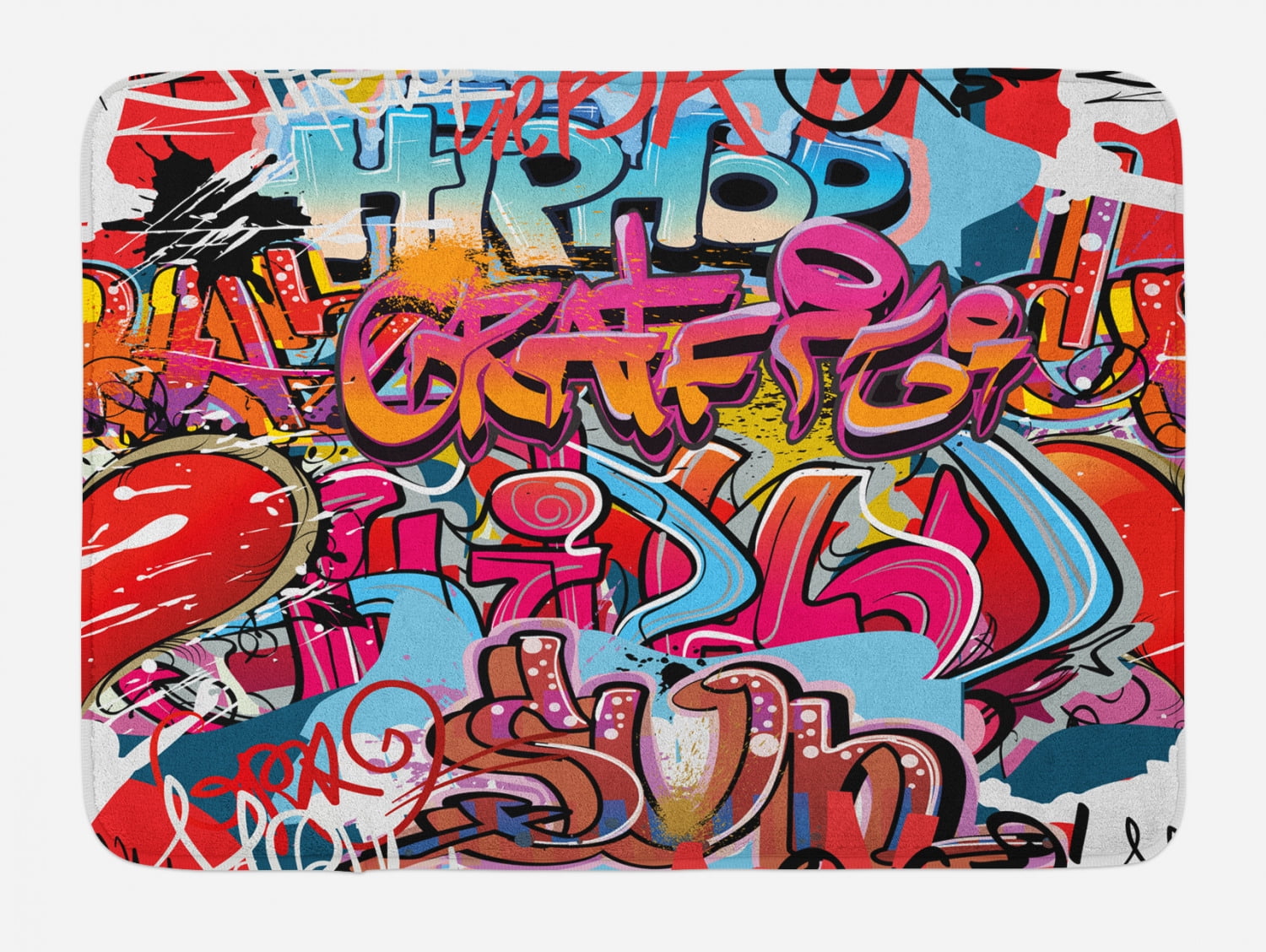 Graphic Bath Mat, Hip Hop Street Culture Harlem New York City Wall ...