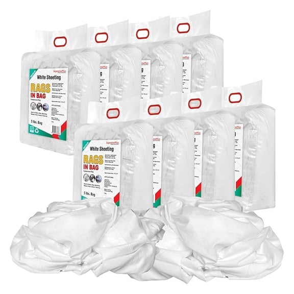 Recycled White Sheeting Cleaning Rags (10 lbs. Box) – Lint Free White ...
