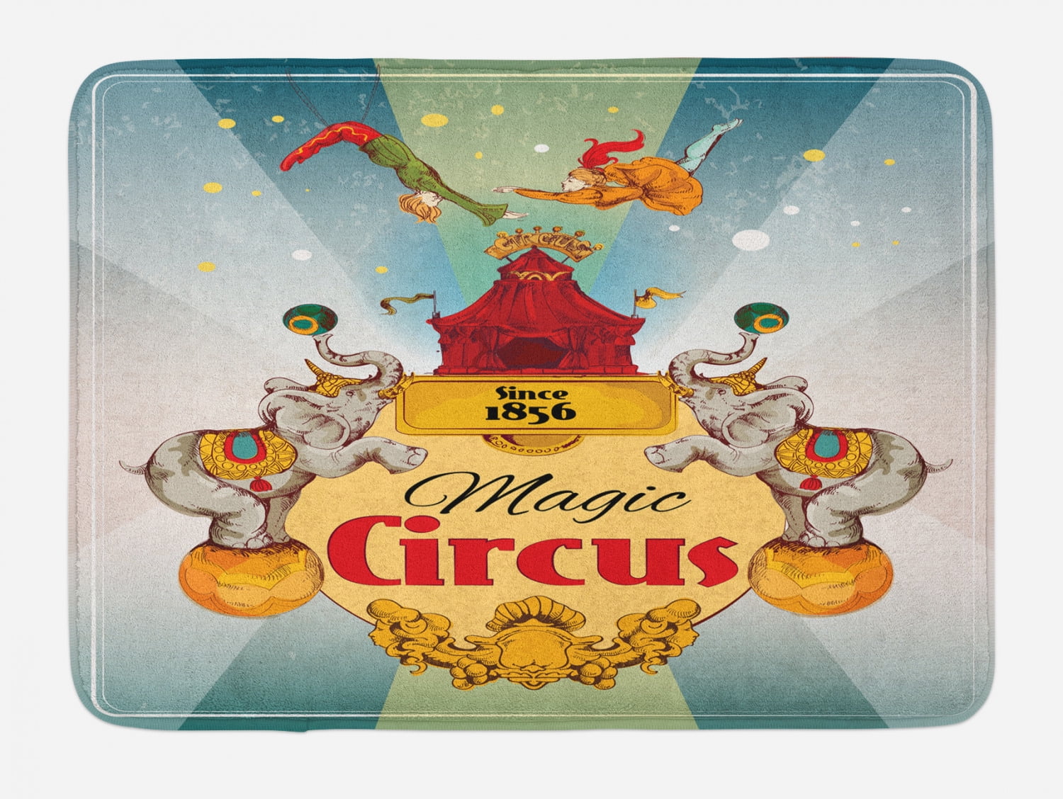 Circus Bath Mat, Magic Circus Tent Show Announcement Vintage Style ...