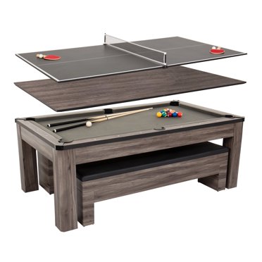 Hathaway Newport Pool Table Combo Set with Benches, 7-ft, Woodgrain ...