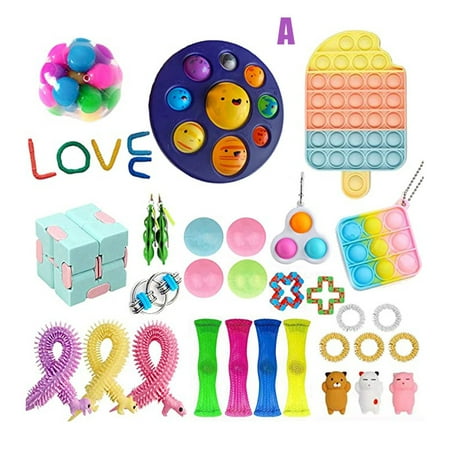Big Fidget Pack Sensory Fidget Toy Set Pop Bubble Stress Relief Toys Pop Anxiety Tubes for Kids ...