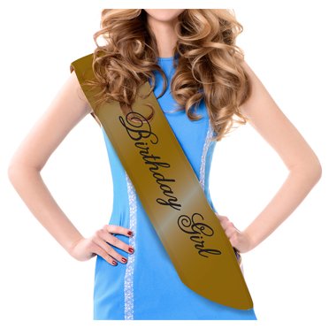 Black and Gold Satin Birthday Girl Sash - Walmart.com