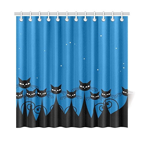 Click here for Yusdecor Large Size Crowd Of Black Cats Shower Cur... prices