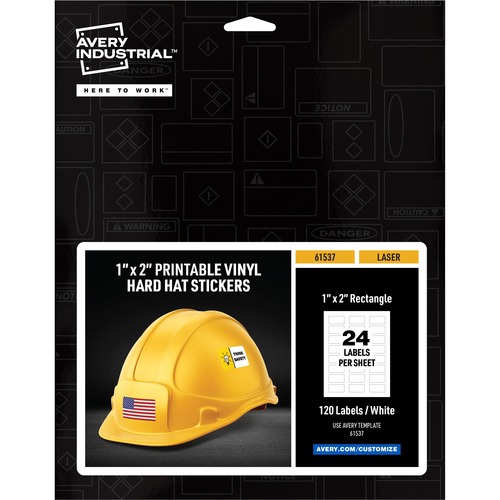 Avery reg; Printable Hard Hat/Helmet Vinyl Stickers - Rectangle Shape ...