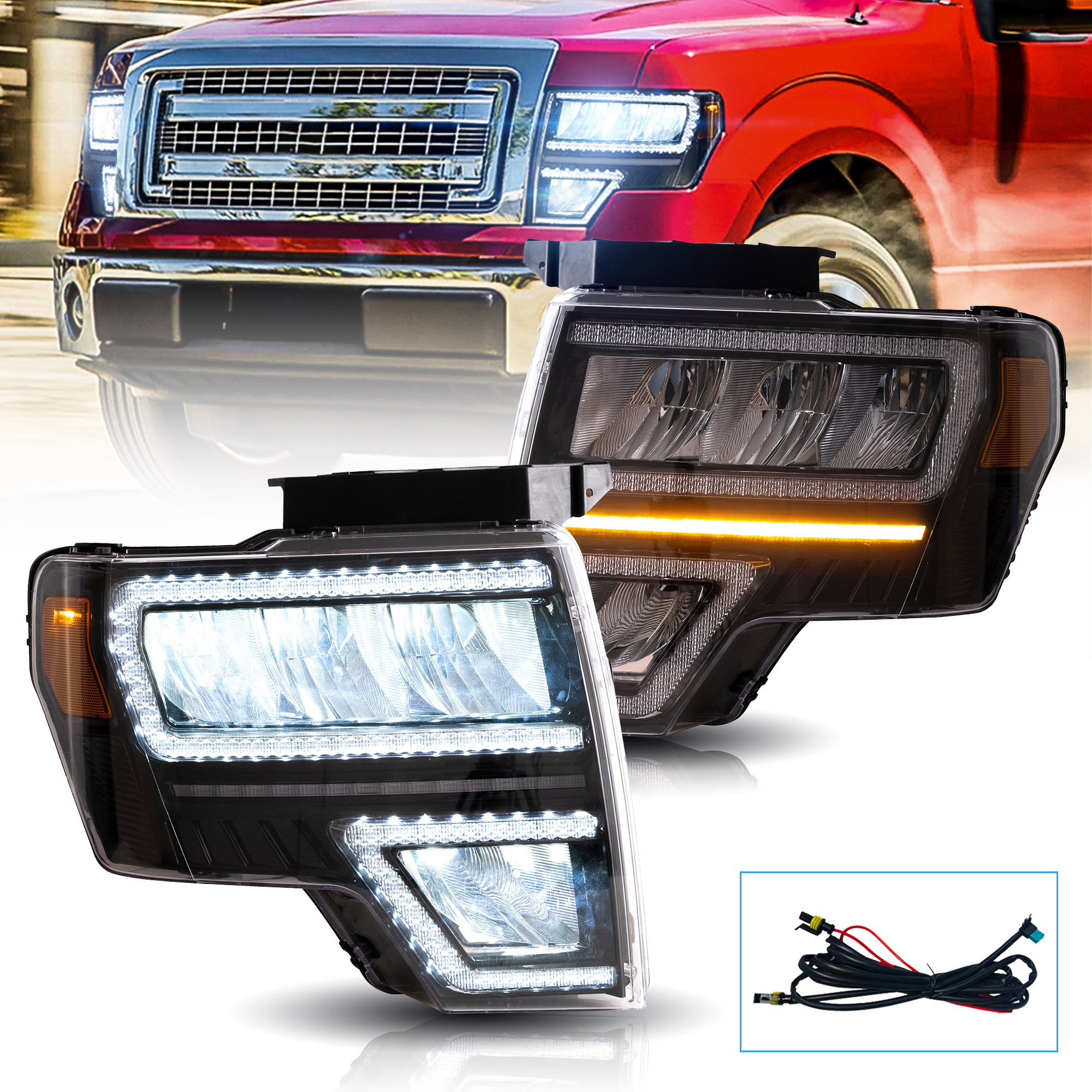 VLAND Full LED Headlights For Ford F150 2009-2014 (Fit For Factory ...