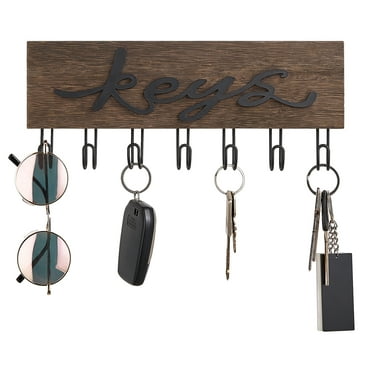 SNAPINVENT Wall Mounted Wooden Key Holder, 5 Metal Hooks, Bohemian ...