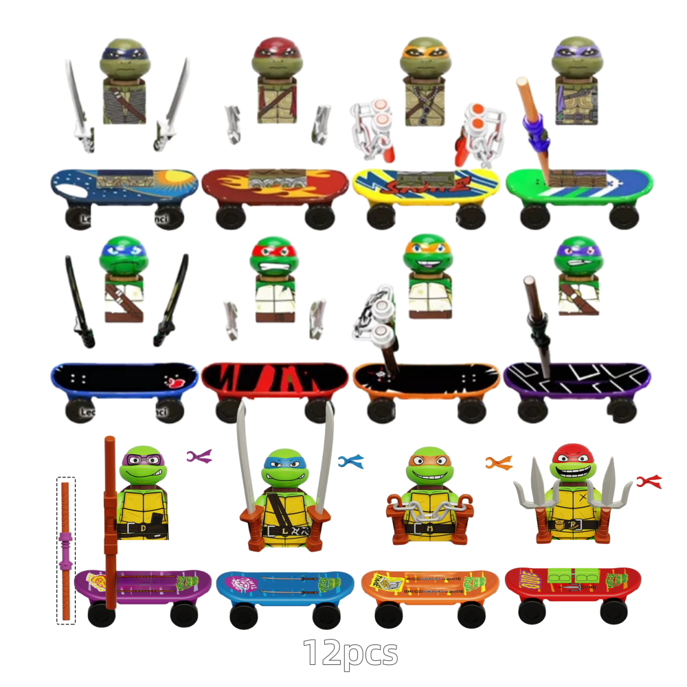 12 estilos de película Mini tortuga ladrillos armas ensamblar figuras de acción Leo Raph Don ...