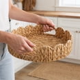 Damkogic Scalloped Edge Round Rattan Tray, Serving Tray with Handles ...