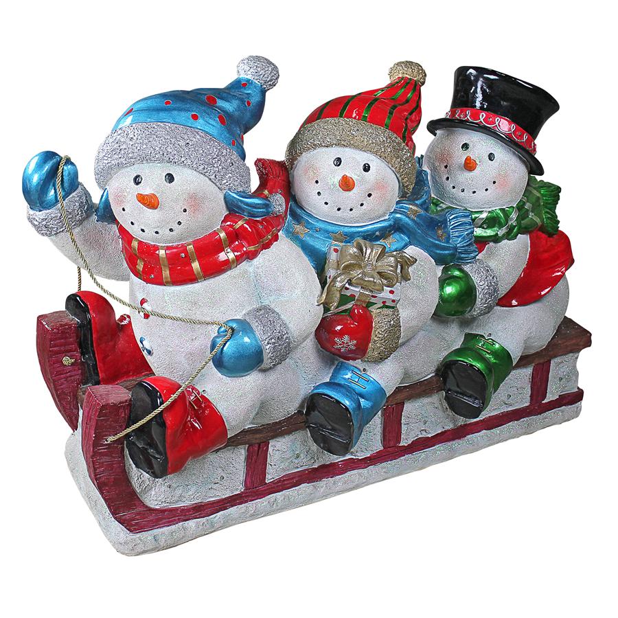 Design Toscano Downhill to the Holidays Illuminated Snowman and Sled ...
