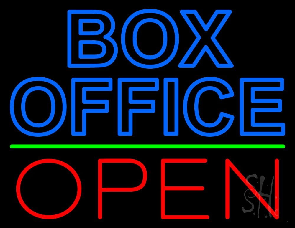 Blue Box Office Open LED Neon Sign 15" Tall x 19" Wide - inches Black ...