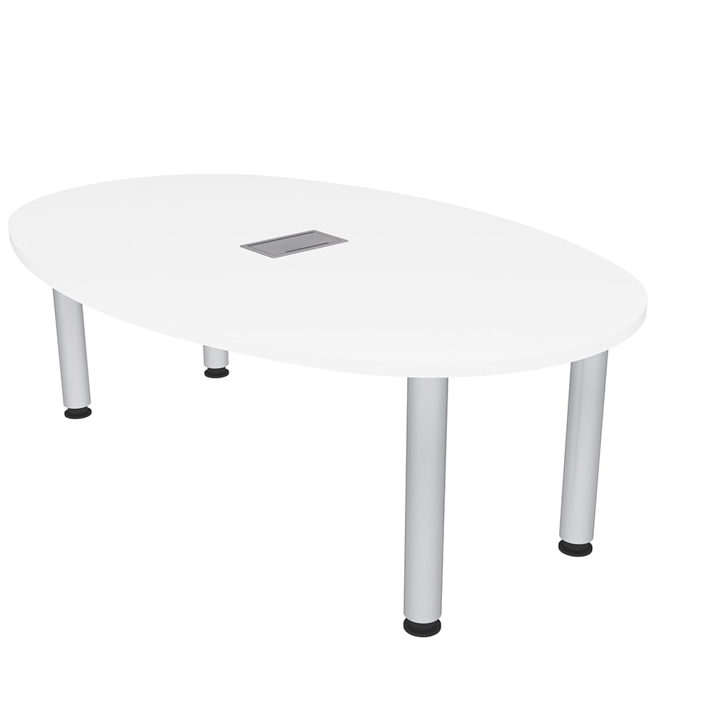 6 Person Powered Boat-Oval Shaped Conference Table Silver Post Legs ...