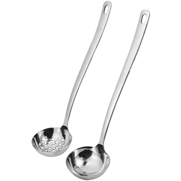 Slotted Ladle and Soup Spoon Set, 304 Stainless Steel 11.4 Inch Long ...