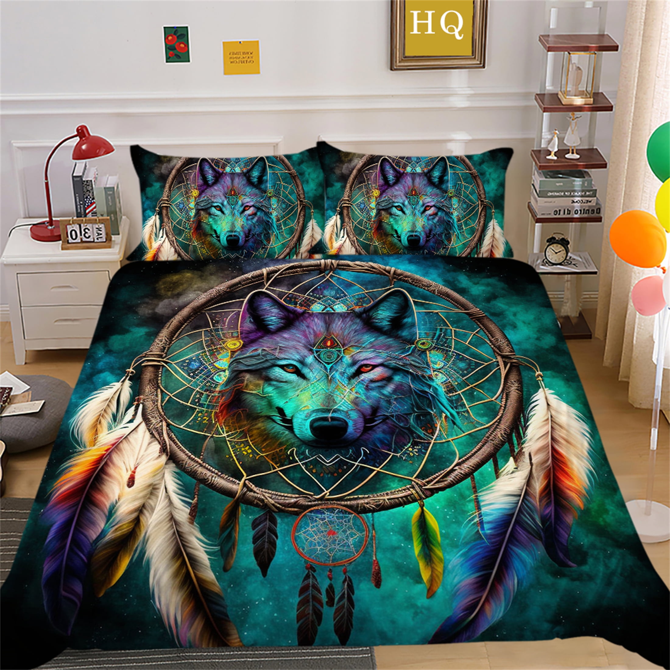 Home Bedding Set Dreamcatcher Wolf 3D Printing Skin Friendly Bed Set ...
