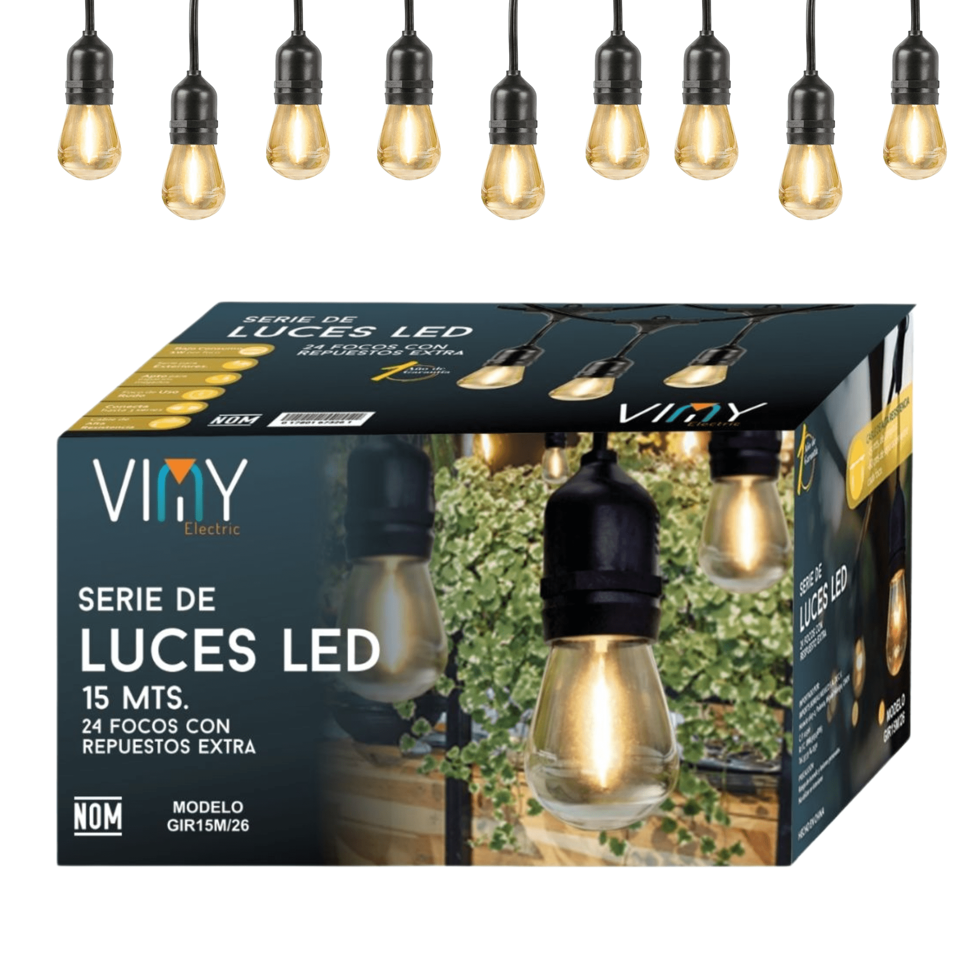 Serie De Luces Led 24 Focos Vintage 15 Metros 24w Viny Electric S.A. de ...