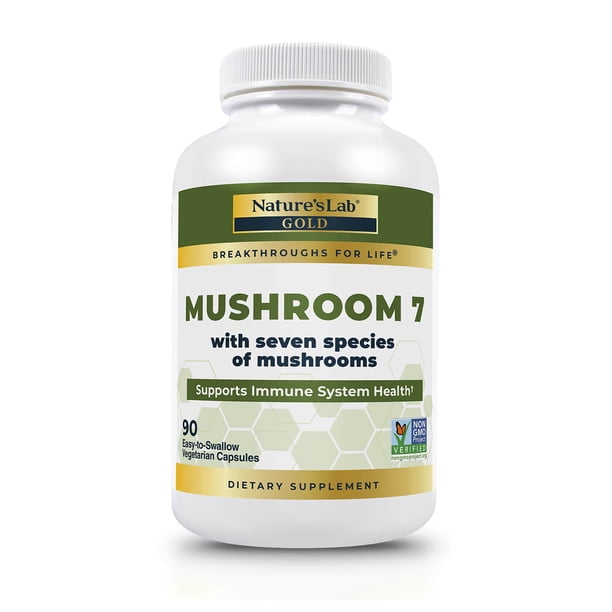 Nature's Lab Gold Mushroom 7 Organic Blend - 90 Capsules (45 Servings ...