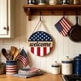 4th of July Woodenround Welcome Door Sign - 12" American Flag Patriotic ...