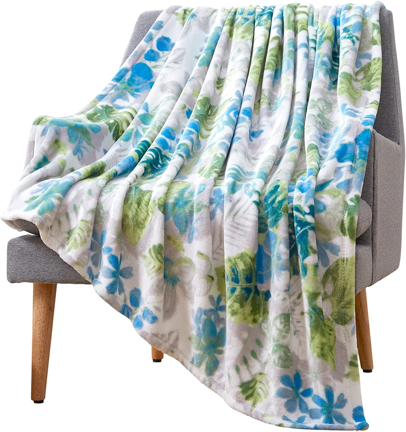 Serafina Home Watercolor Tropical Palm and Flowers Throw Blankets: Soft ...