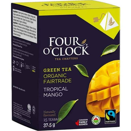 Four O'Clock Tea - Organic - Fairtrade Tropical Mango Green Tea 15 Bags ...