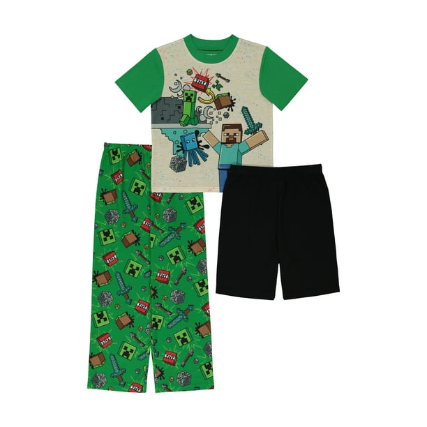 Minecraft Boys Pajamas Short Sleeve Kids PJs 3pc Set - Walmart.ca