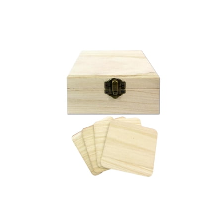 SPC Wood Box with 4 Coaster 4x4 Unfinished - Walmart.ca