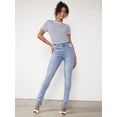 Blue And White Horizontal Striped Crew Neck Cotton Tee For Women ...