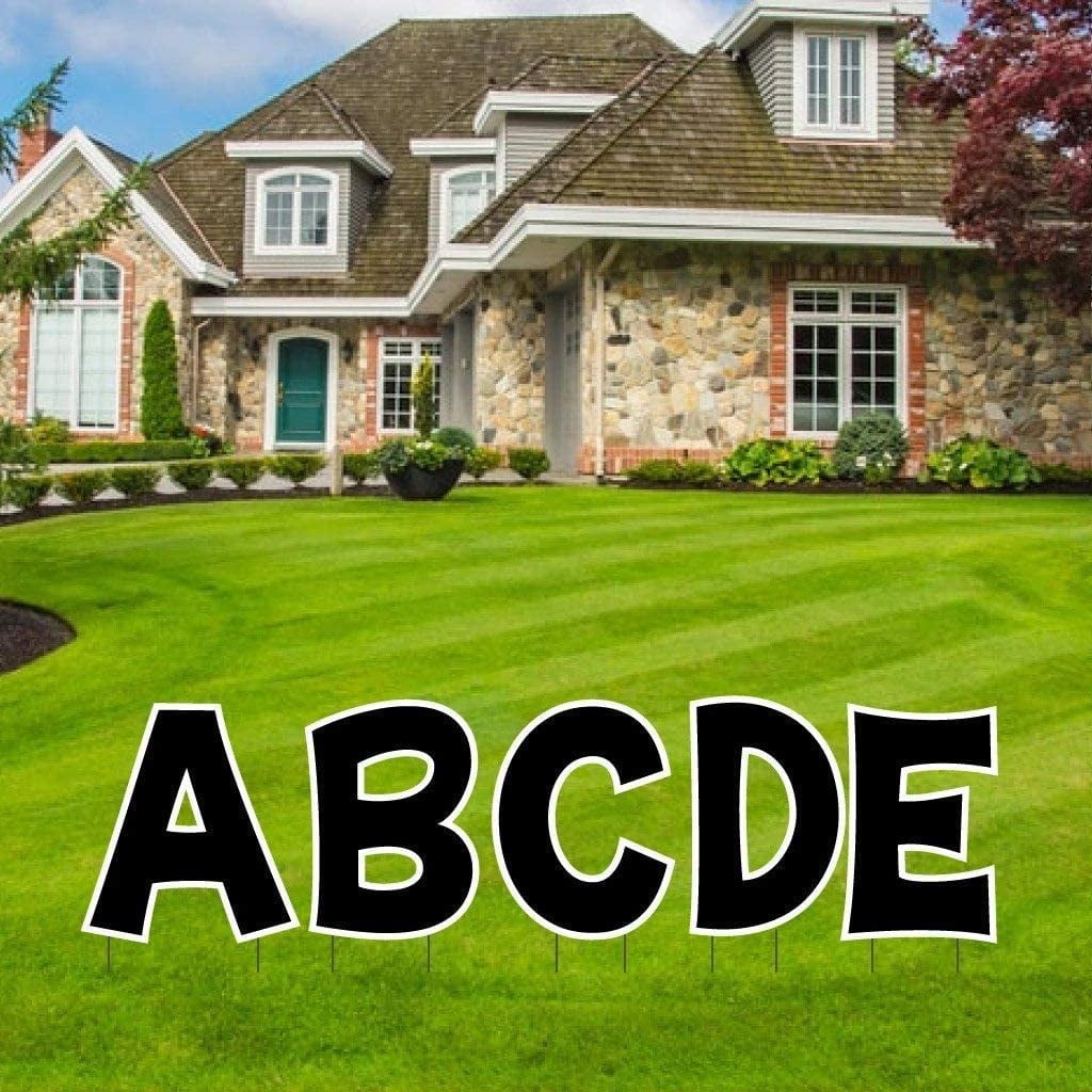 Black Alphabet and Number Yard Decoration Set, 18 inch High Yard Letter ...