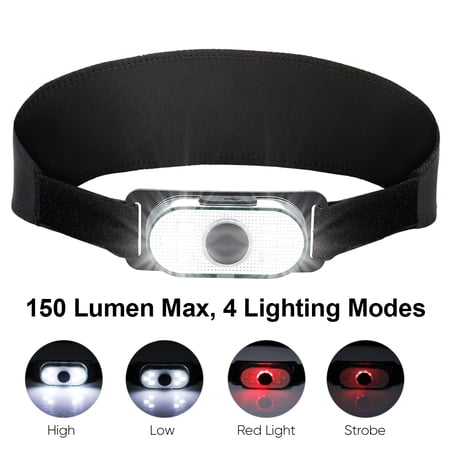1000 Mah Battery LED Rechargeable Headlight, With Red Light Warning ...