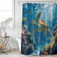 Coastal Turtle Bathroom Shower Curtains with 12 Hooks Polyester ...