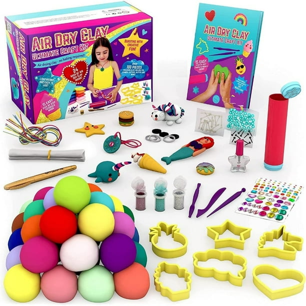 AMERTEER Modeling Clay Kit 100 Piece Polymer Clay for Kids Air Dry Clay ...