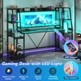 78.8 Inches Gaming Desk with LED Lights, Ergonomic Computer Desk with ...