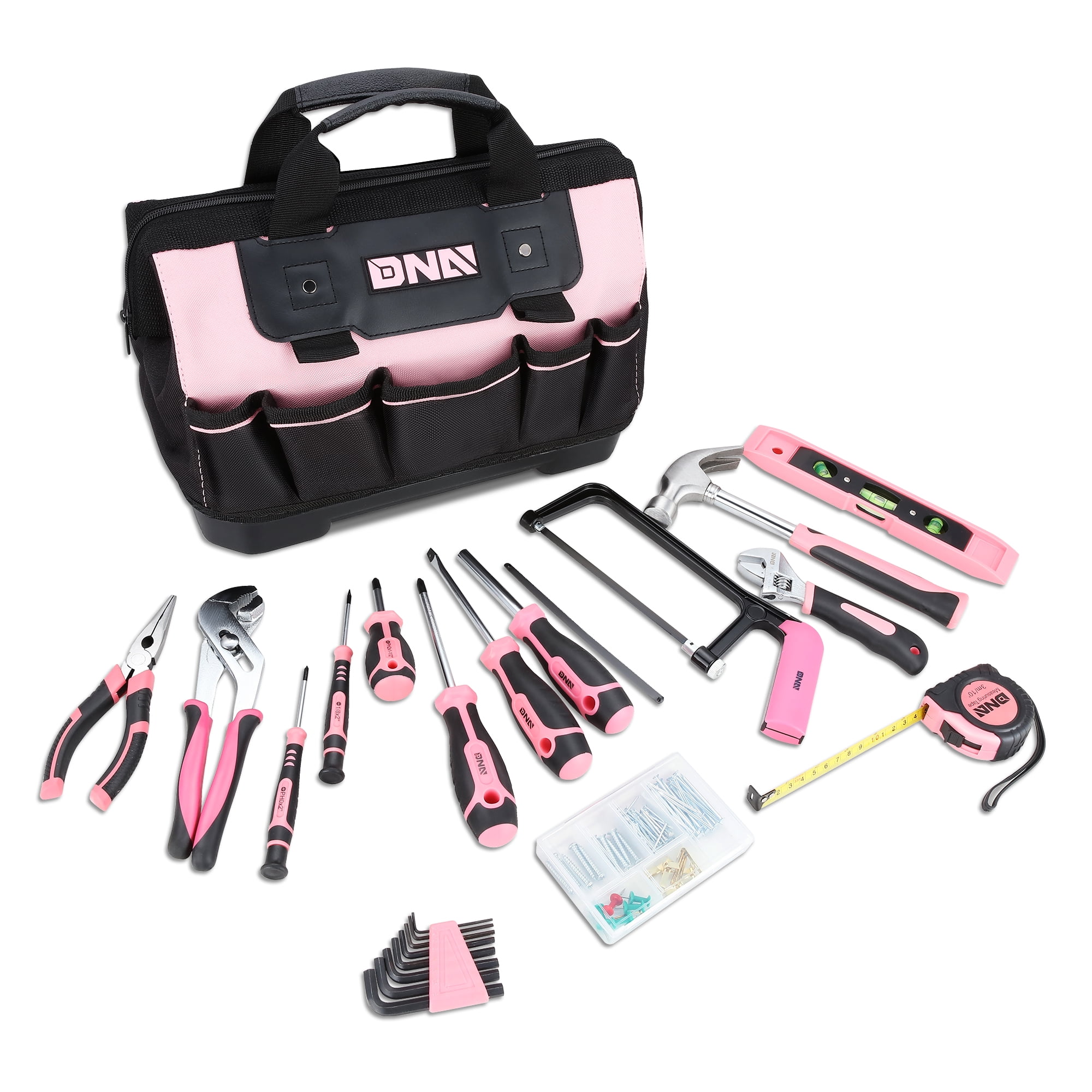 DNA Motoring TOOLS-00206 Pink 37 PCs Portable Tool Kit Household ...