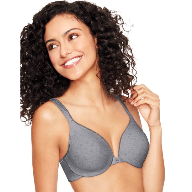 Hanes Ultimate® ComfortBlend® T-Shirt Front-Close Underwire Bra Silver Shadow Heather 40D Women ...