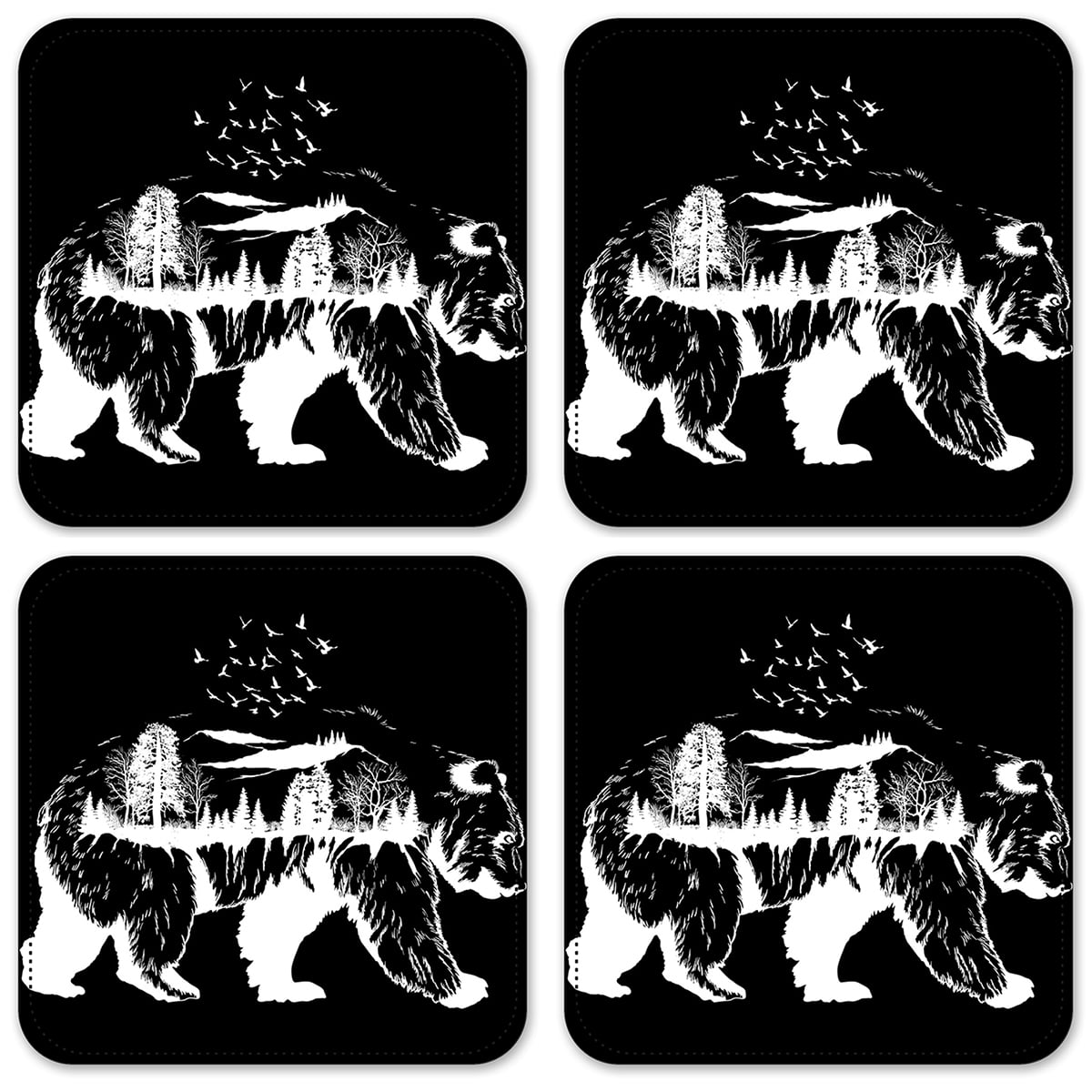 Vinyl Drink Coasters - Set of 4 - Bear Outline - Walmart.com